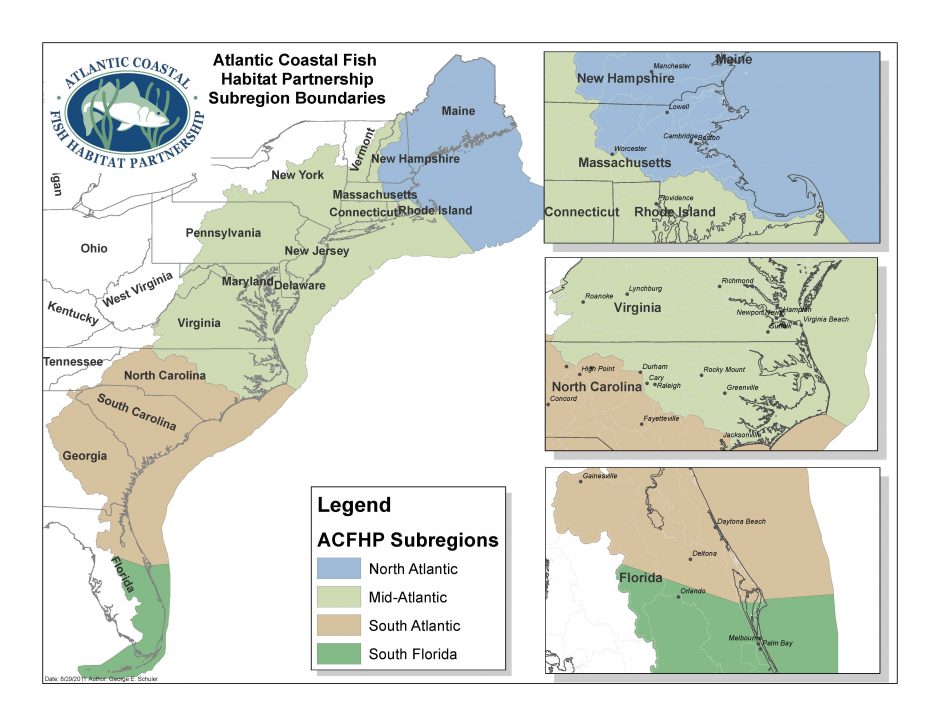 The ACFHP Region – Atlantic Coastal Fish Habitat Partnership